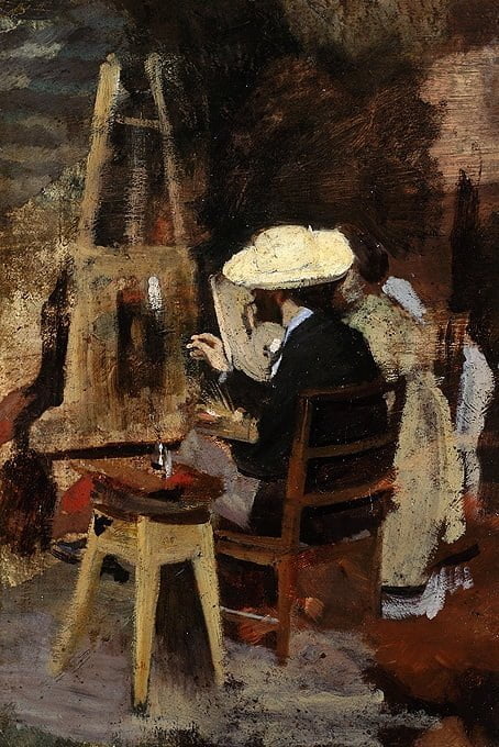 Slikar Desrivieres z materjo v ateljeju - SVETSLIK.SI